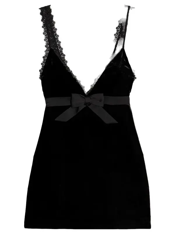 Ronny Kobo Emmi Lace-trimmed Silk-blend Velvet Mini Dress - Black
