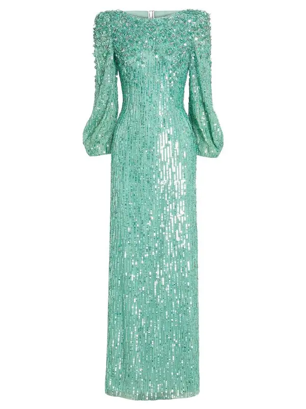 Jenny Packham Ziva Embellished Tulle Gown - Jade