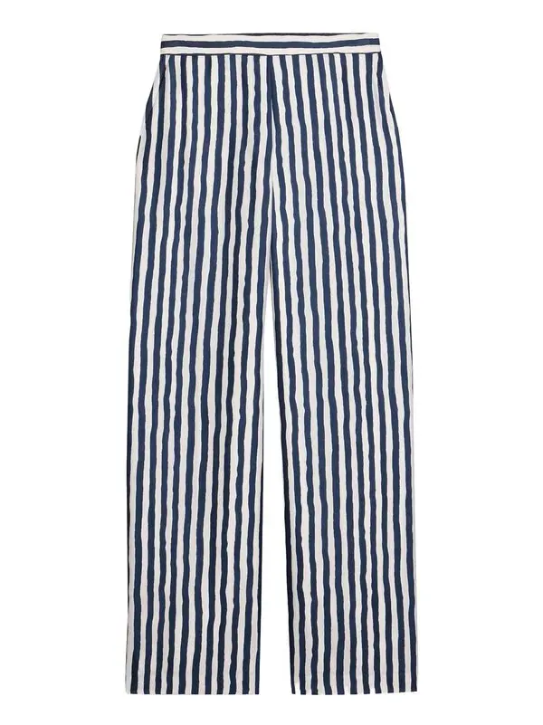 Theory Striped Silk-twill Wide-leg Pants - Navy