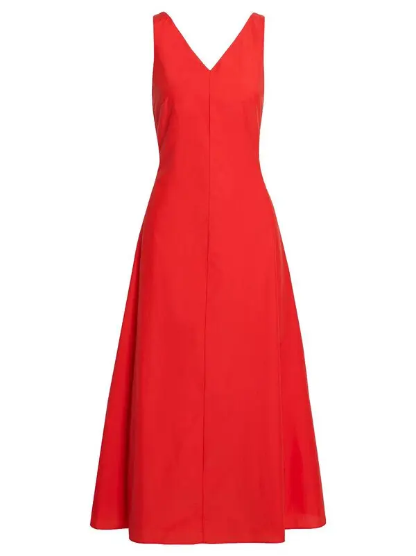 Theory Cutout Cotton-blend Poplin Midi Dress - Red