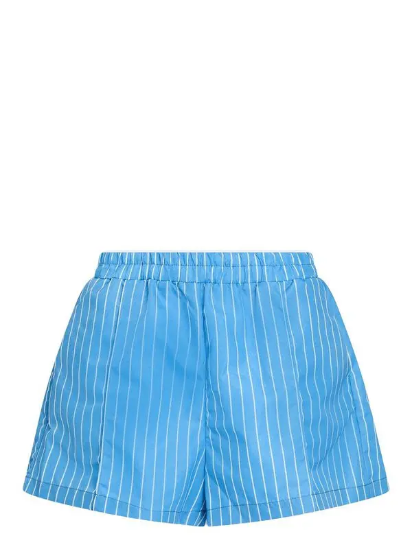 Staud Taurus Striped Twill Shorts - Azure