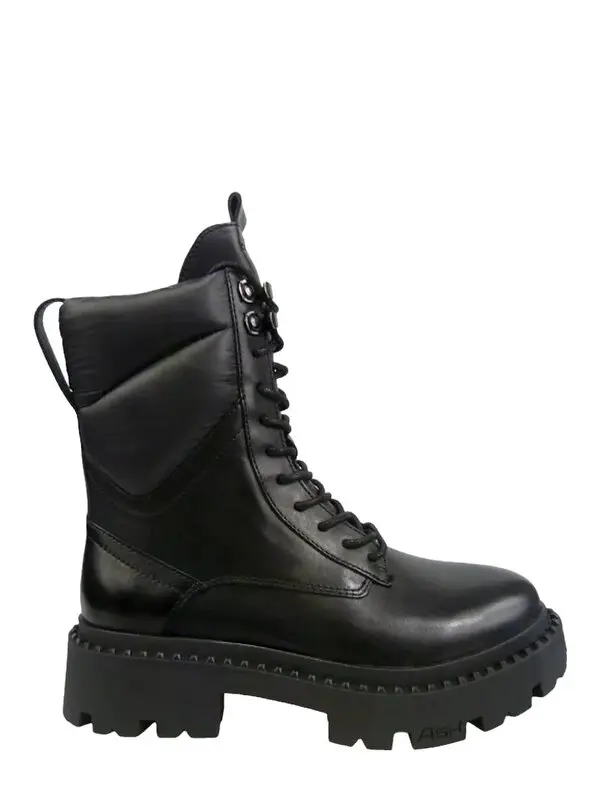 Ash Padded Lace-up Combat Boots - Black
