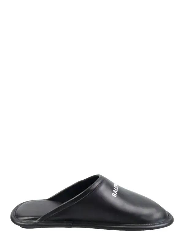 Balenciaga Logo Flat Mules - Black