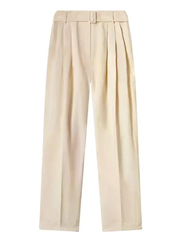 Co Collection Belted Pleated Trousers - Neutrals