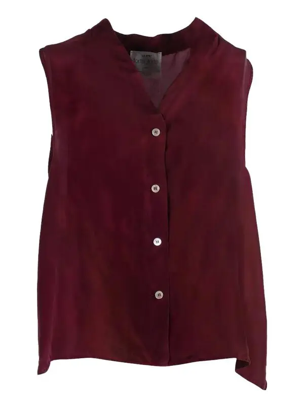 FORTE_FORTE Silk Habotai V-neck Top - Red