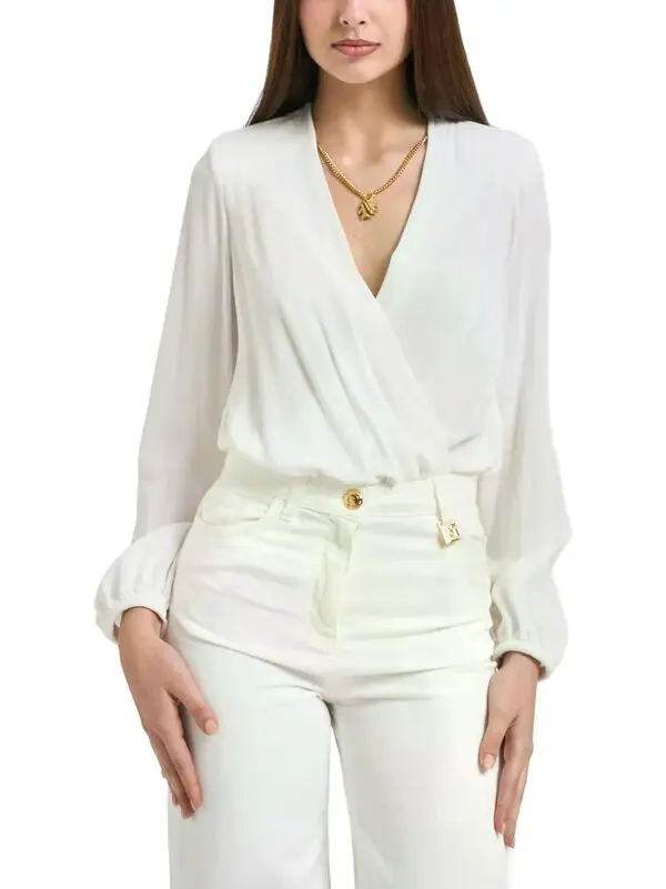 Elisabetta Franchi V-neck Wrap Blouse With Gathered Detailing - White