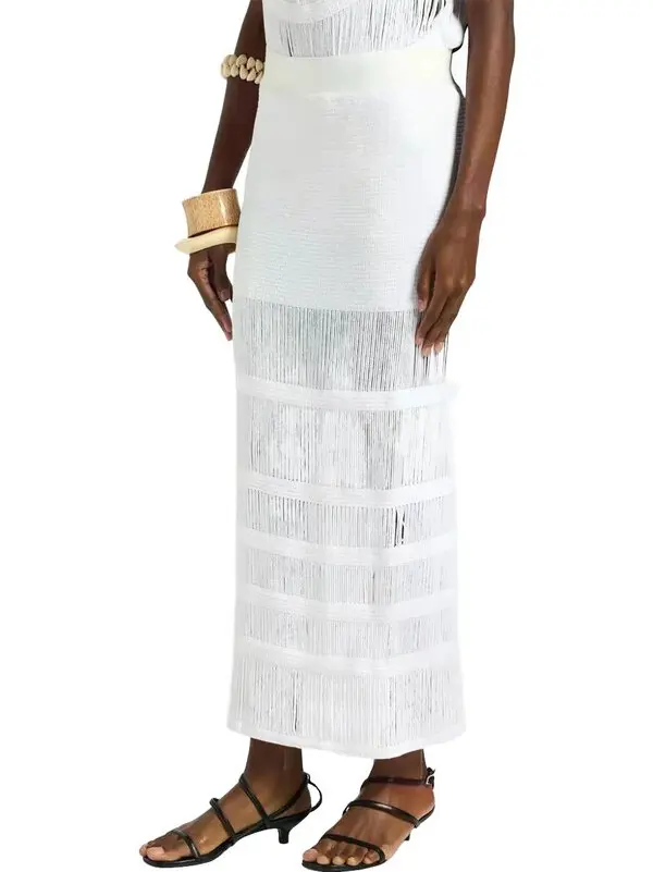 Liviana Conti Fringe Detail Knitted Skirt - Black