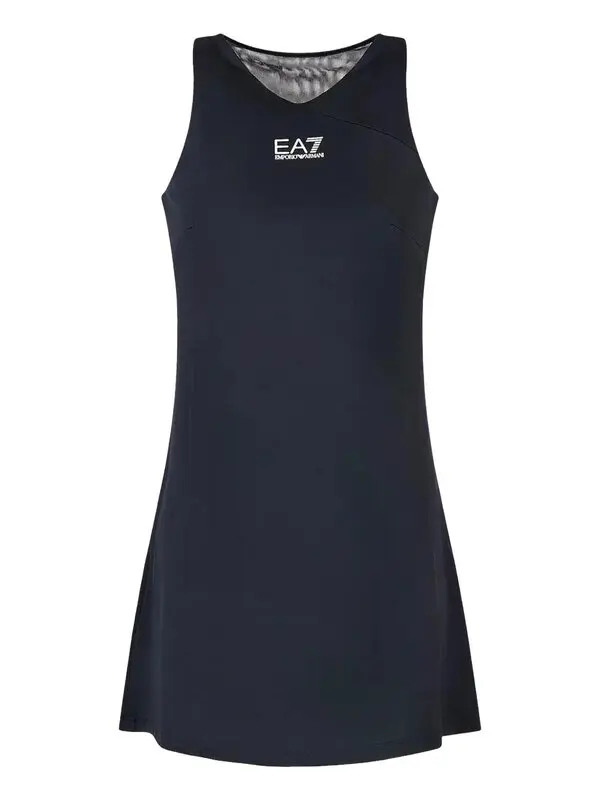 EA7 Logo Print Sleeveless Minidress - Blue