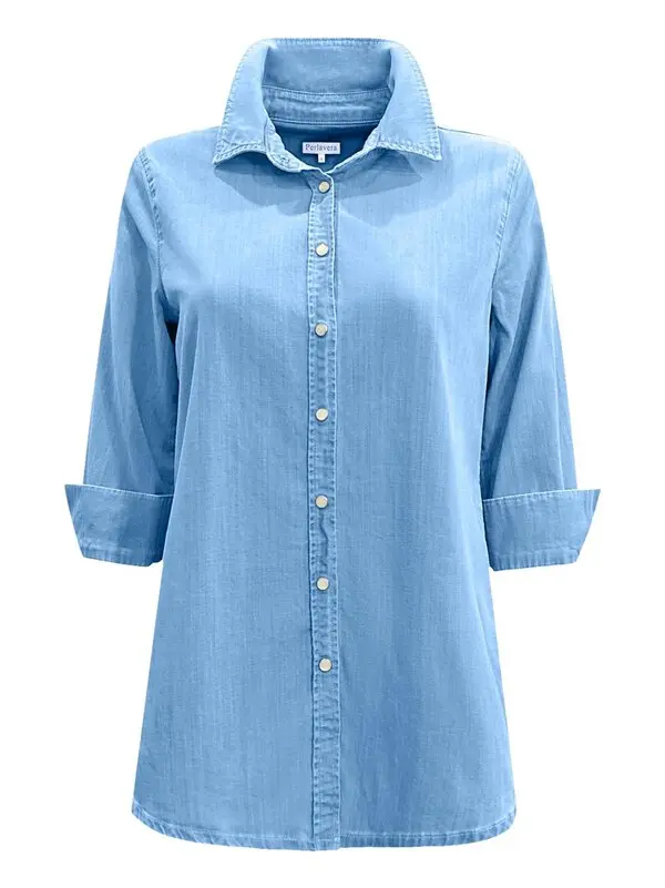 PERLAVERA Light Washing" Denim Shirt - Blue