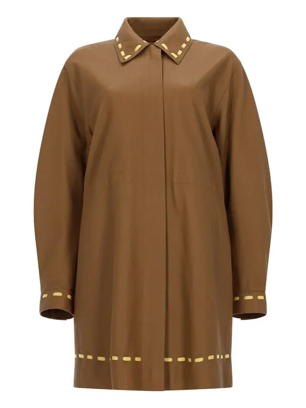 Fendi Soprabito In Pelle - Brown