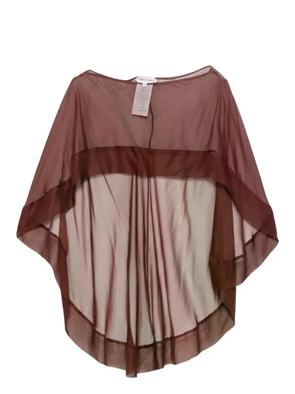 Alberta Ferretti Sheer Ruffled Cape - Brown