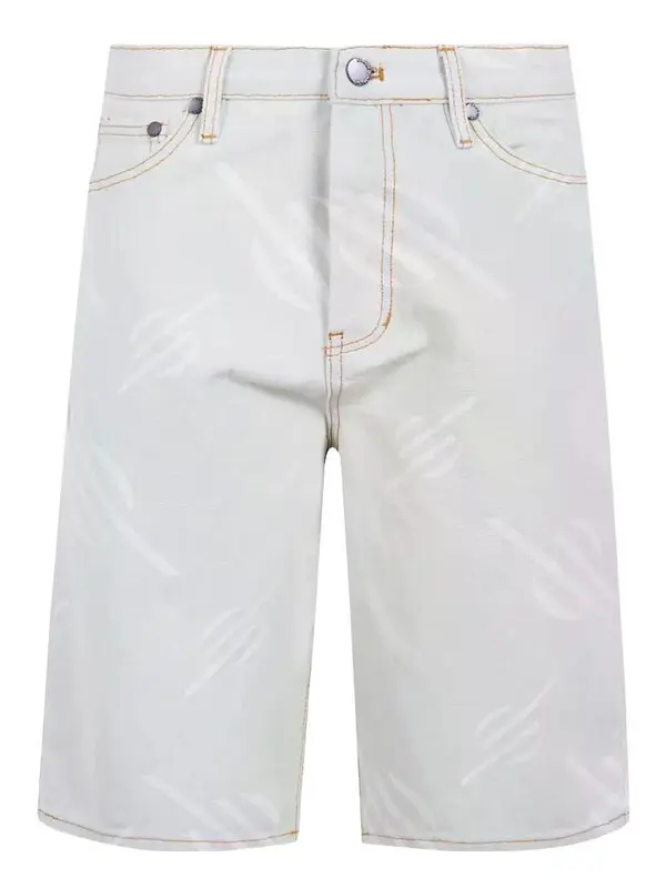 DAILY PAPER Logo Print Contrast Stitch Shorts - Blue