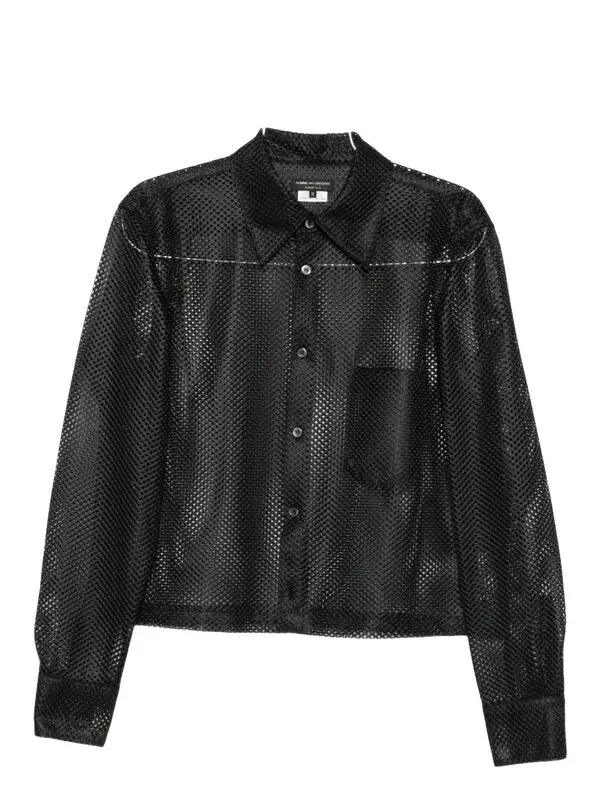 Comme Des Garçons Mesh Chest-pocket Shirt - Black