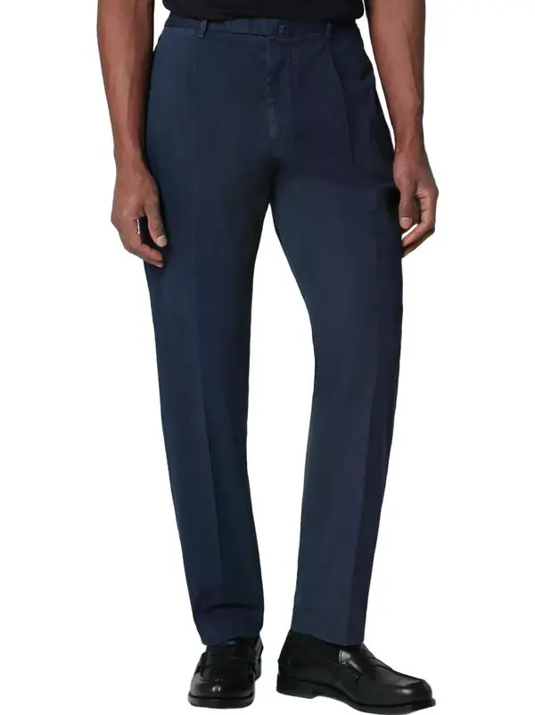 SANTANIELLO Pleated Cotton Trousers - Blue