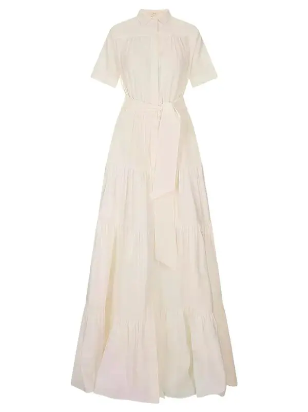 Kiton Belted Tiered Maxi Dress - Neutrals