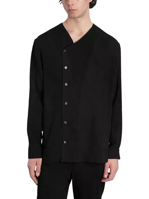 Emporio Armani Asymmetric Crinkled-finish Shirt - Black