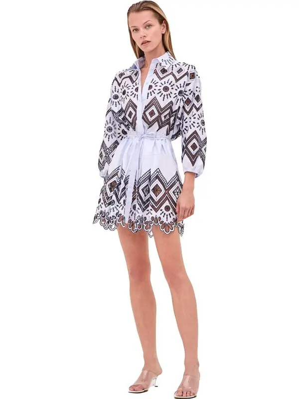 Alexis Atarra Cotton Eyelet Mini Dress - Blue