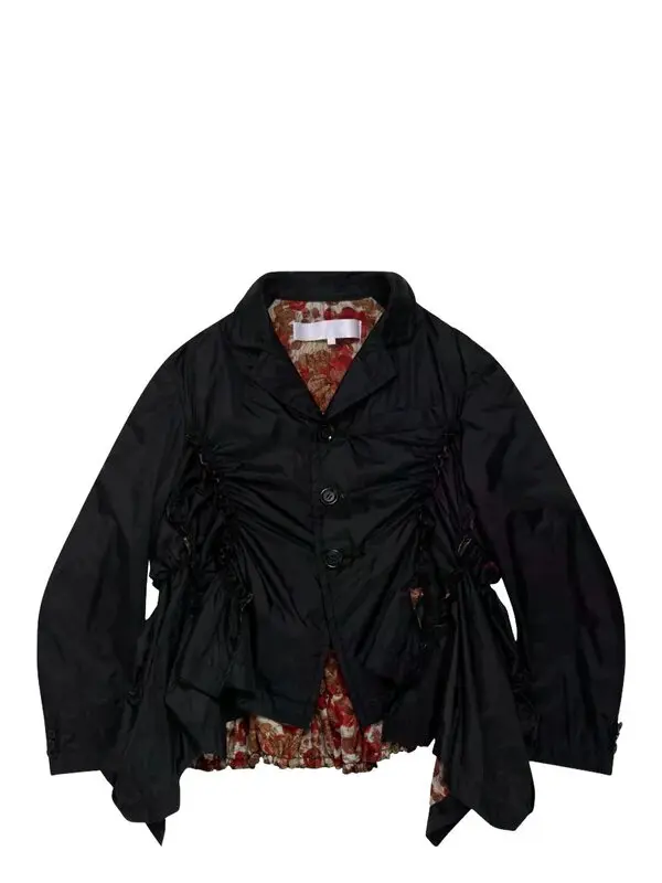 COMME DES GARÇONS TAO Ruffled-trim Ruched Button-down Jacket - Black