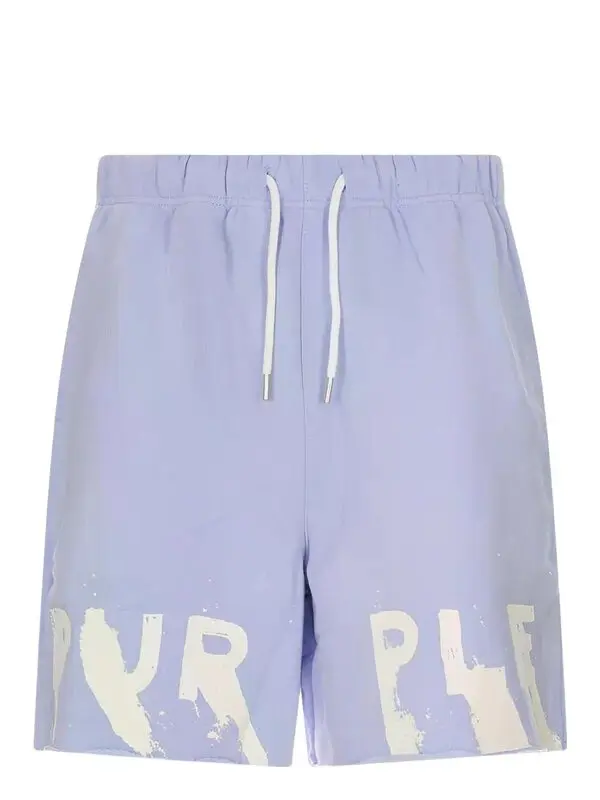 PURPLE BRAND Logo Print Raw Edge Shorts - Purple