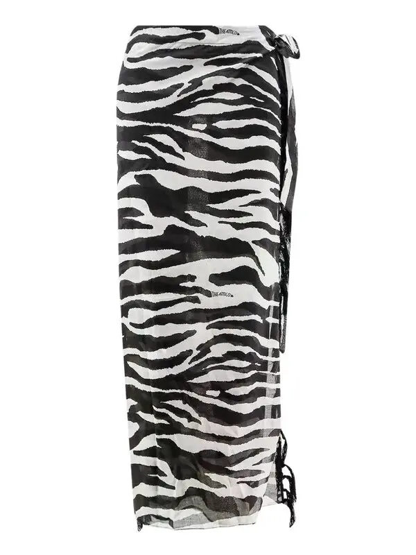 Attico Zebra Print Pareo Skirt - Black