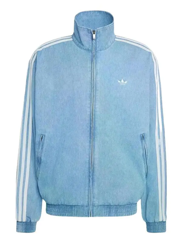 Adidas Denim Track Jacket With Side Stripes - Blue