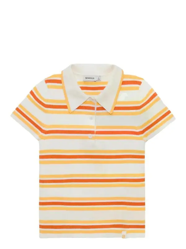 Simkhai Striped Knit Polo Shirt - White