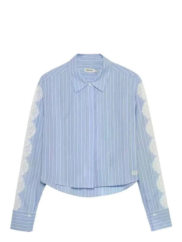 Simkhai Renata Lace-trimmed Cropped Shirt - Blue