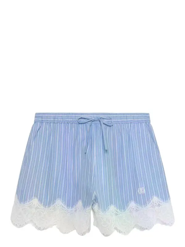 Simkhai Emmie Striped Lace-trimmed Shorts - Blue