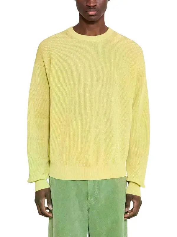 Auralee Rib-knit Cotton Crew Neck Sweater - Yellow