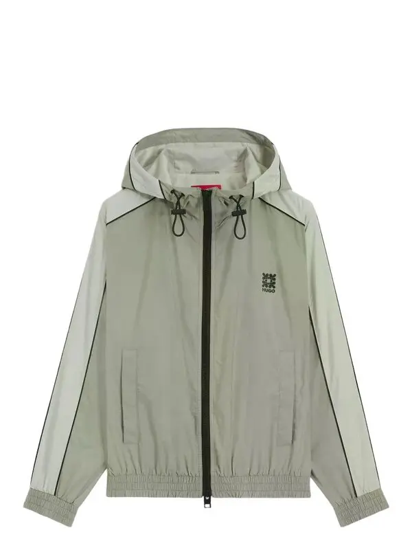 Hugo Colour-block Hooded Lightweight Jacket - Green