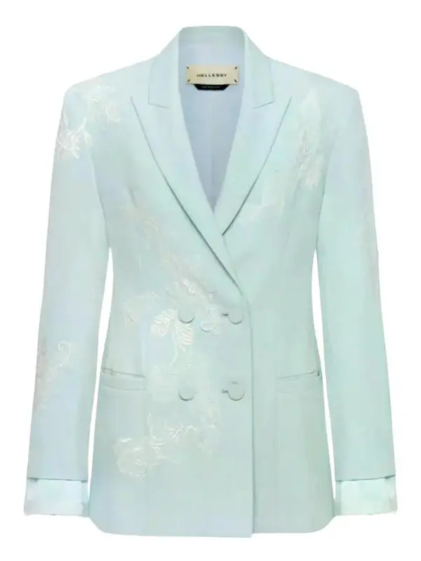 Hellessy Bruce Floral Embroidered Double-breasted Blazer - Blue