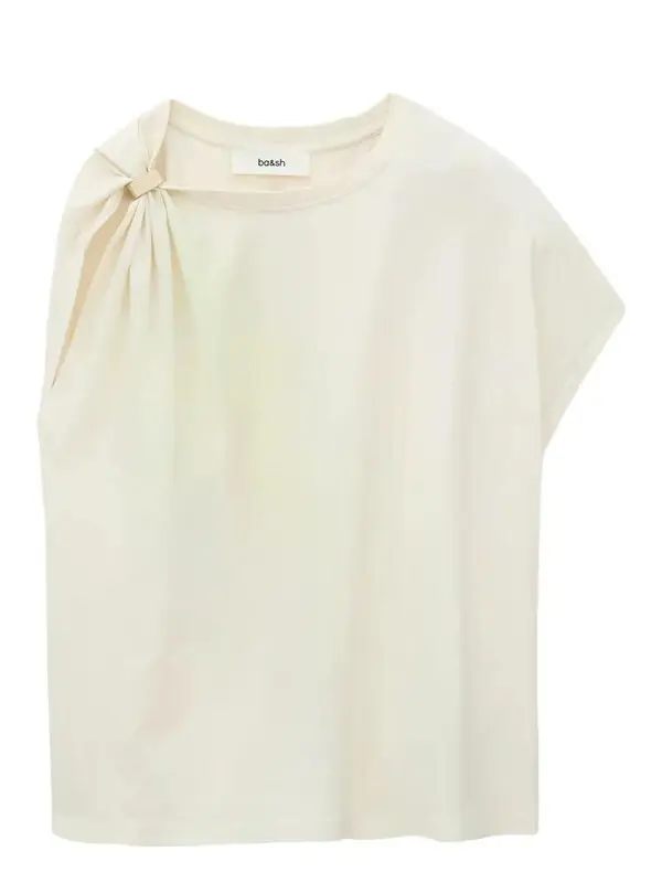 Ba&sh Allia Hardware-detail Gathered T-shirt - Neutrals