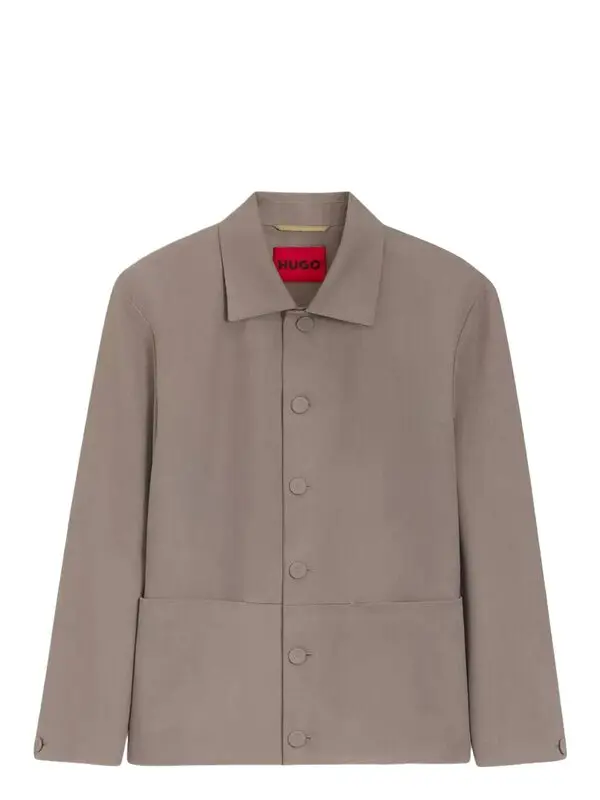 Hugo Button-up Patch-pocket Shirt Jacket - Neutrals