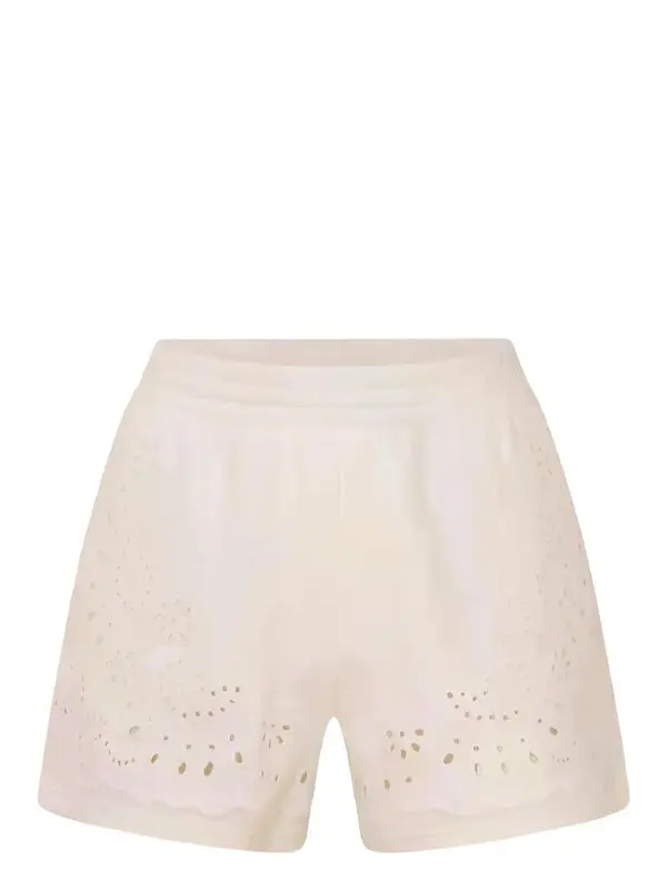 LoveShackFancy Broderie Anglaise Scalloped Hem Shorts - White