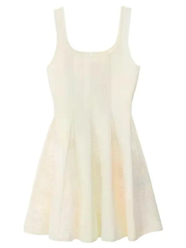 Ba&sh Ecru Ribbed Knit Sleeveless Flared Dress - Neutrals