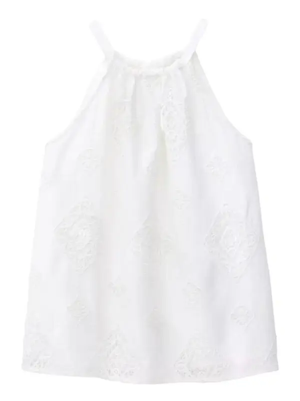 Ba&sh Maxi Diamond-embroidered Halterneck Top - White