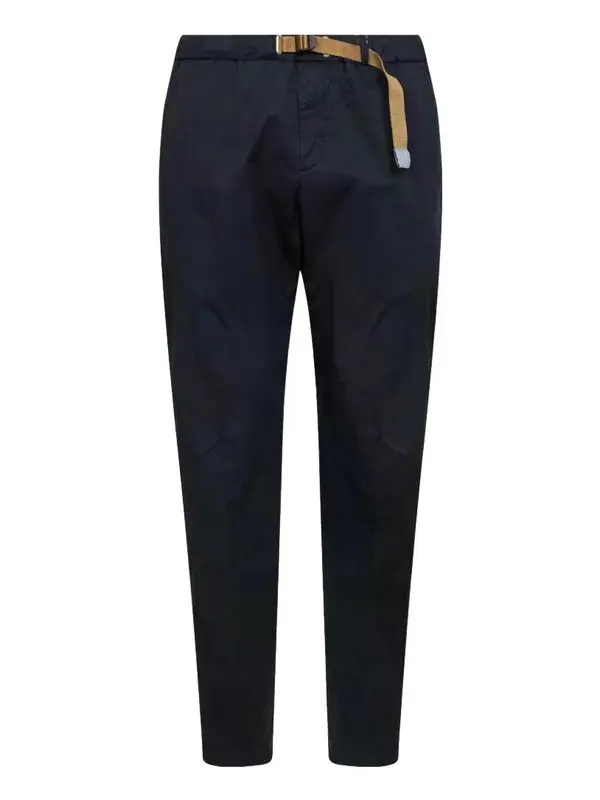 WHITE SAND Belted Tapered-leg Trousers - Blue