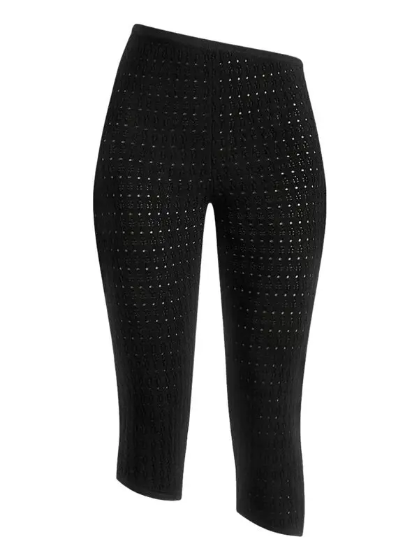 Manière De Voir Piper Pointelle Asymmetric Capri Leggings - Black
