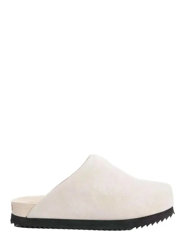 WUD Beige Suede Stem Clogs - Neutrals