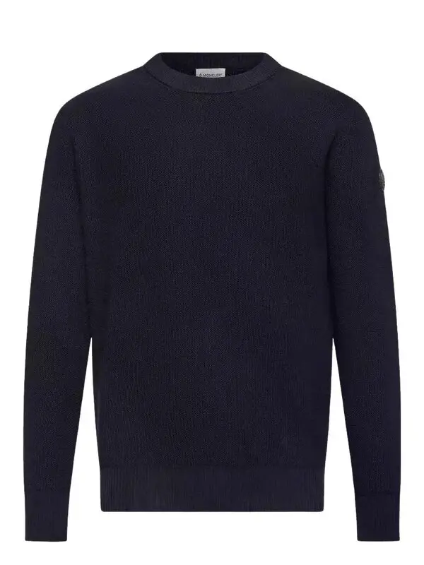 Moncler Logo Patch Waffle-knit Sweater - Blue