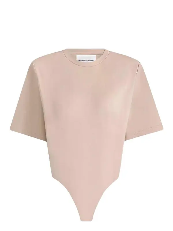 Manière De Voir Sculpting Shoulder Bodysuit T-shirt - Neutrals