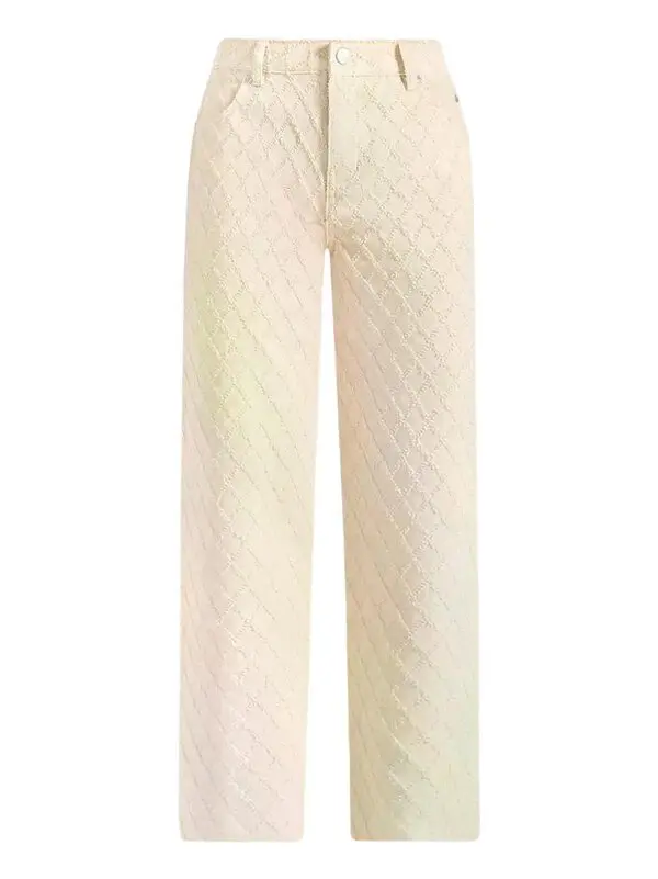 Manière De Voir Elyssa Diamond Stitch Denim Jeans - Neutrals