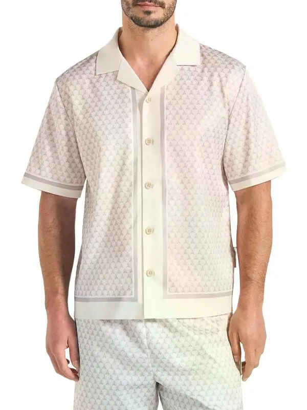 Manière De Voir Idriss Eiffel Monogram Satin-finish Shirt - Neutrals