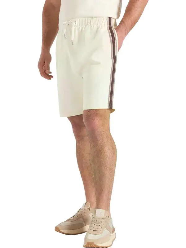 Manière De Voir Manier De Voir Cream Contrast Taped Cotton Shorts - Neutrals