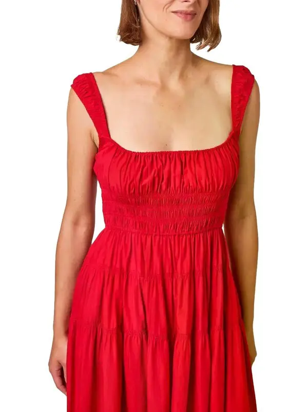 DÔEN Smocked Tie Dress - Red