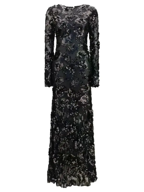 NISSA Sequin-embellished Open-back Maxi Dress - Black