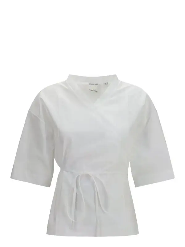 Calvin Klein Tie-waist Short-sleeve Shirt - White