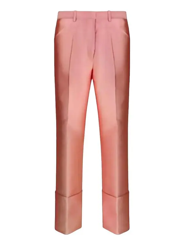 Calvin Klein Eva Satin Turn-up Tailored Trousers - Pink