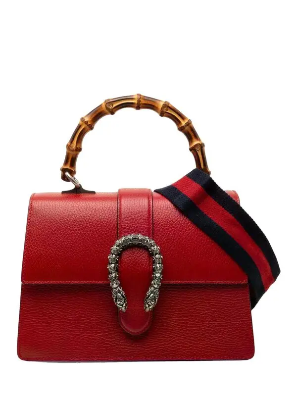 Gucci Calfskin Bamboo Dionysus Web Satchel - Red