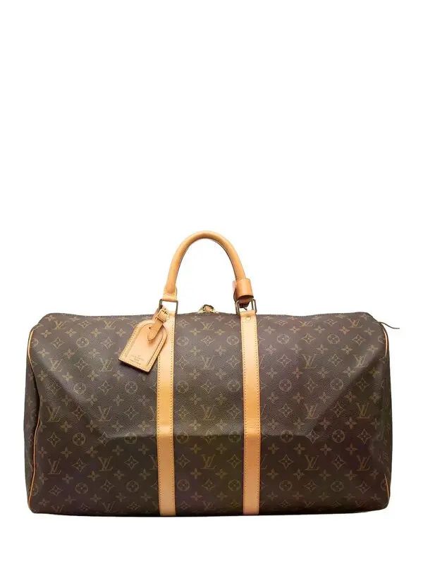 LOUIS VUITTON Monogram Keepall 55 Travel Bag - Brown